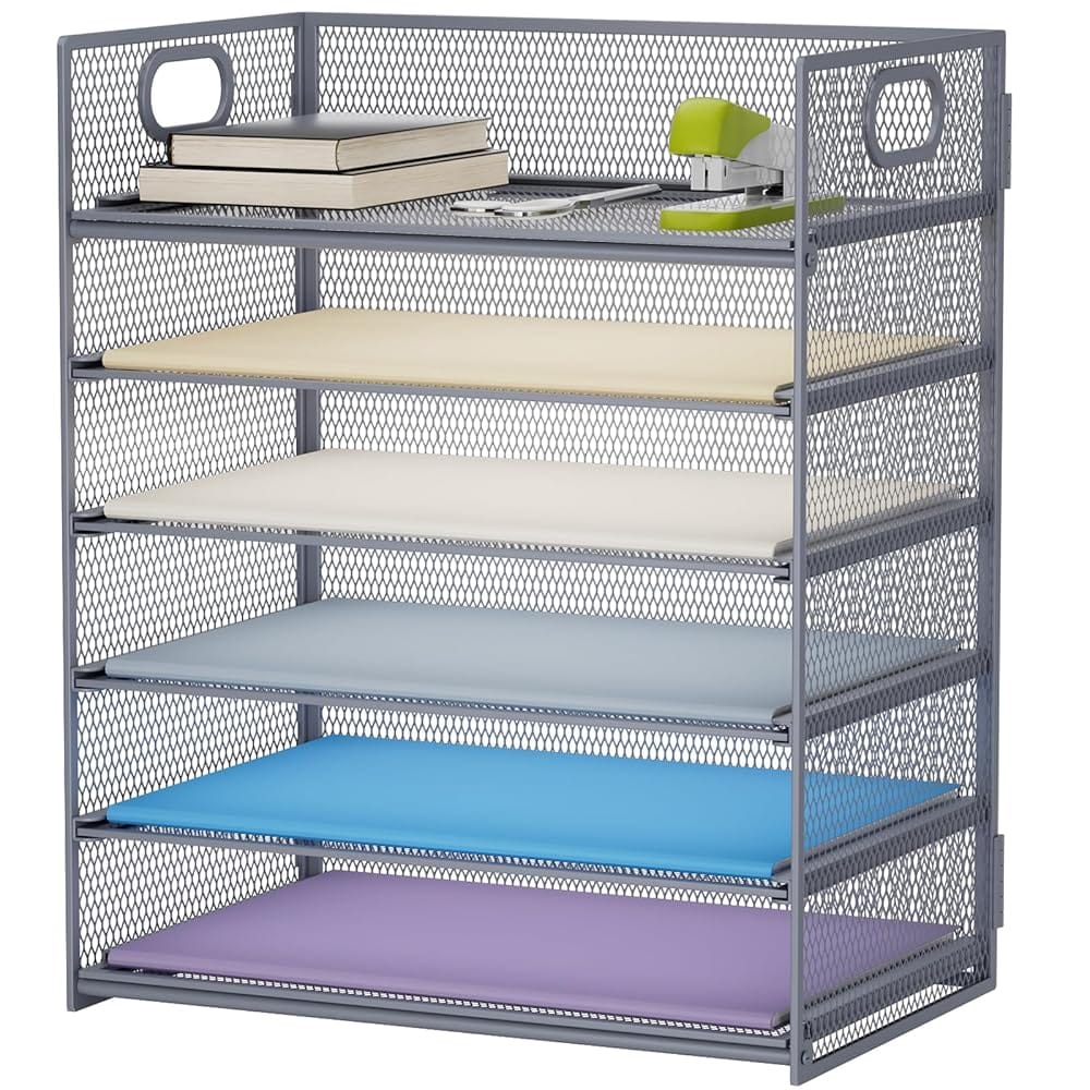 Marbrasse 6 Tier Paper Organizer Letter Tray – Mesh Desk File Organizer ...
