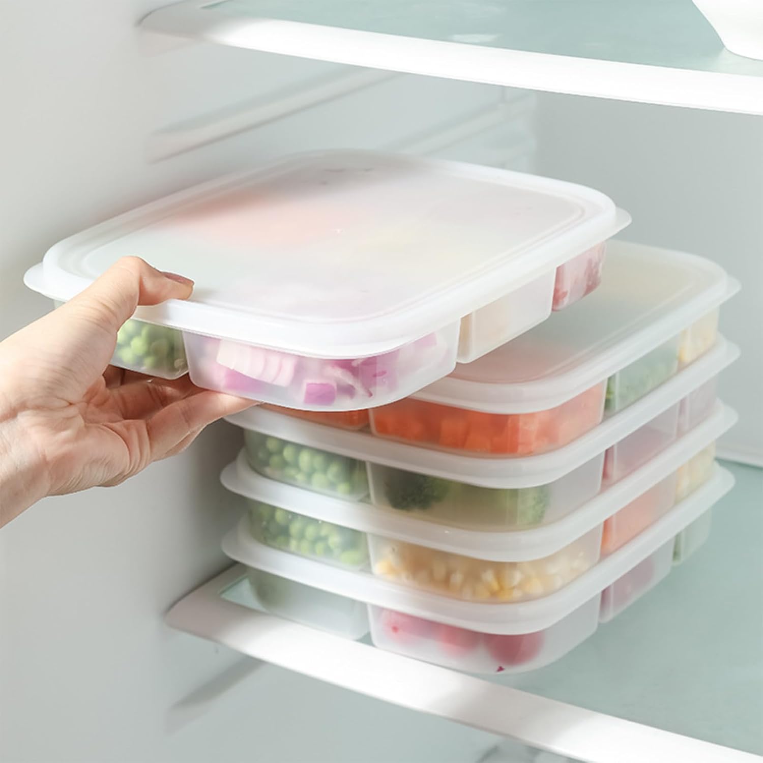 Stackable With Lid 5 & 6 Compartment Fridge Food Storage Containers ...