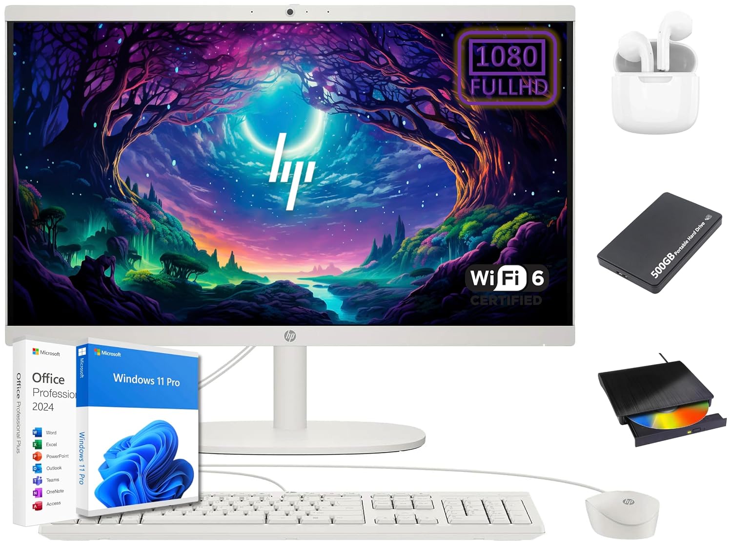 HP 22 inch FHD All-in-One Desktop Computer PC 2025 Flagship, 16GB RAM ...