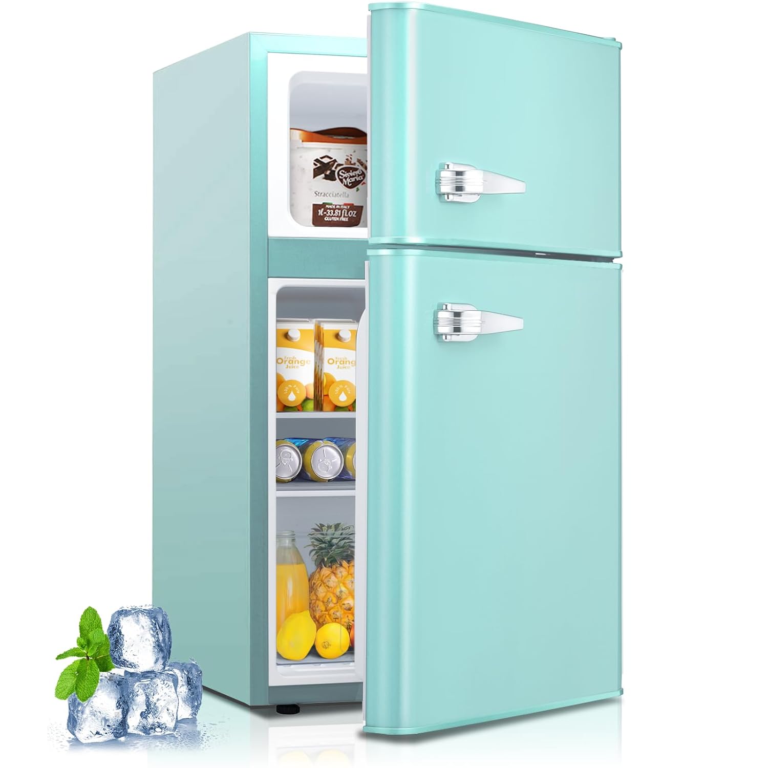 Kismile Mini Fridge with Freezer,3.2 Cu.Ft Compact Mini Refrigerator ...
