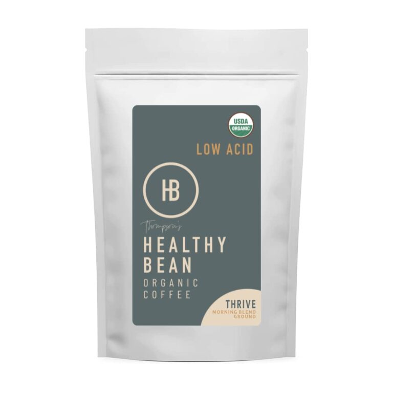 Healthy Bean Organic Ground Coffee Thrive Morning Blend – Low Acid Coffee Grounds for Sensitive ...