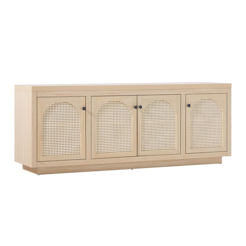 Walker Edison Sasha 4-Door Sideboard Buffet with Arched Rattan Panels ...