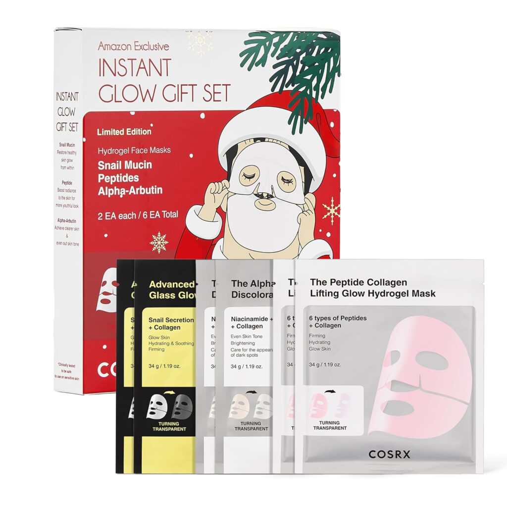 COSRX Glow-Boosting Face Mask Limited Holiday Gift Set 6ea, Snail Mucin ...