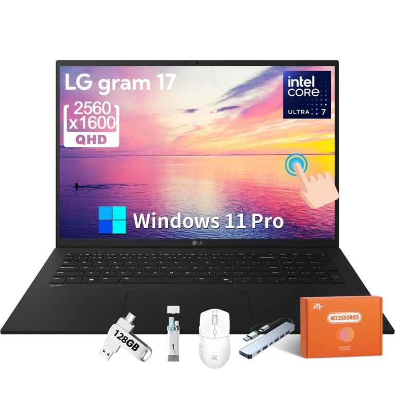 LG Gram 17 Touchscreen Laptop Copilot + PC 2025, Intel Core Ultra 7 Series 2 258V, 17″ WQXGA ...